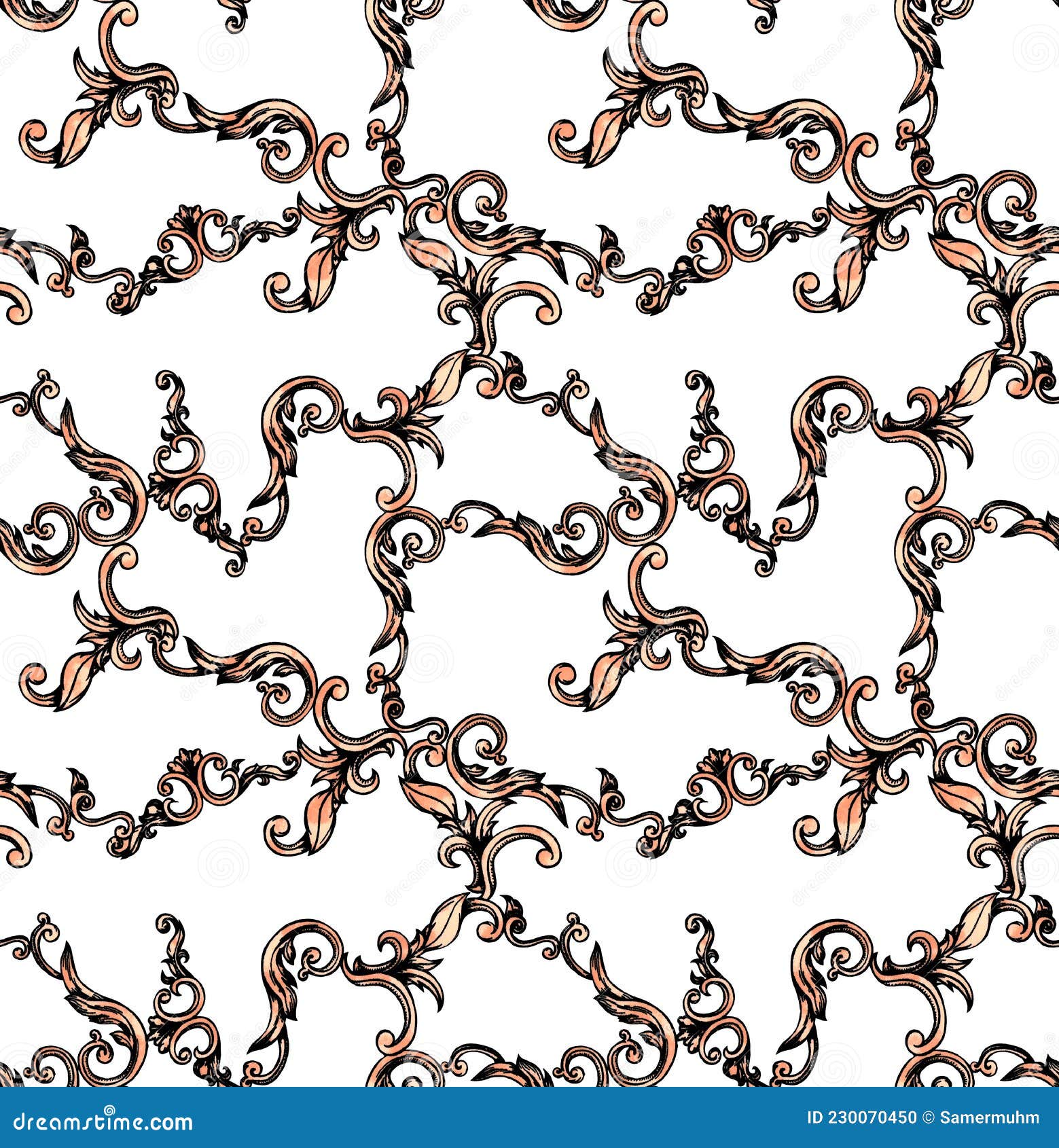 Seamless Baroque Pattern Ready for Textile Print. Stock Illustration ...