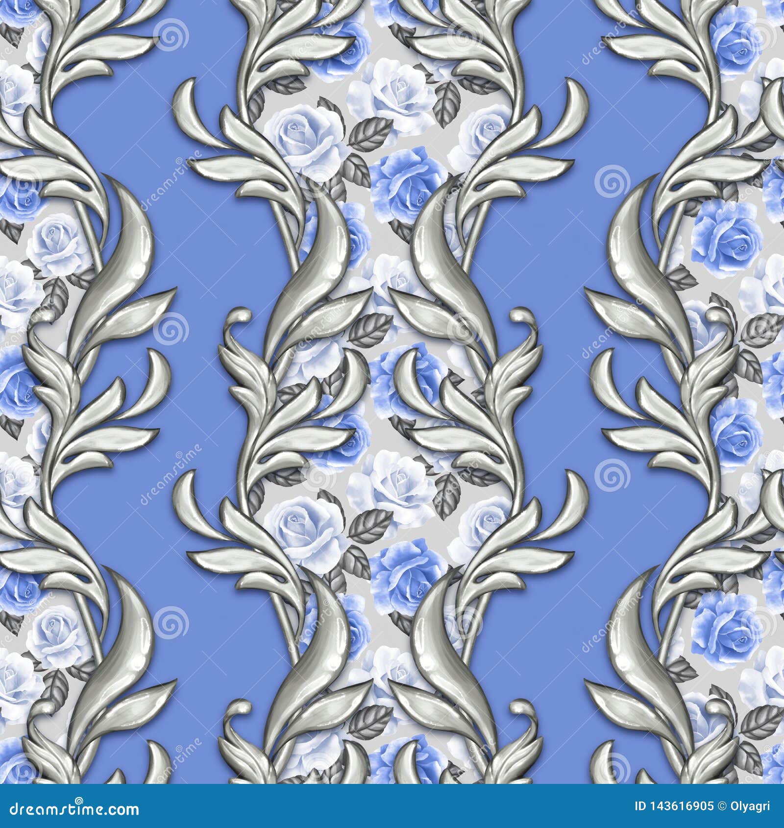 Seamless Baroque Pattern with Roses Stock Illustration - Illustration ...