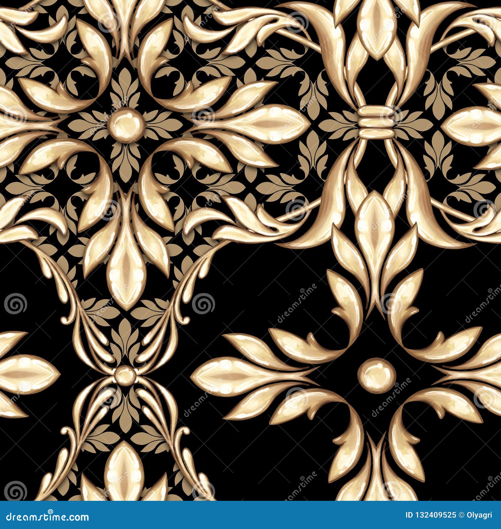 Seamless baroque pattern10 stock illustration. Illustration of black ...