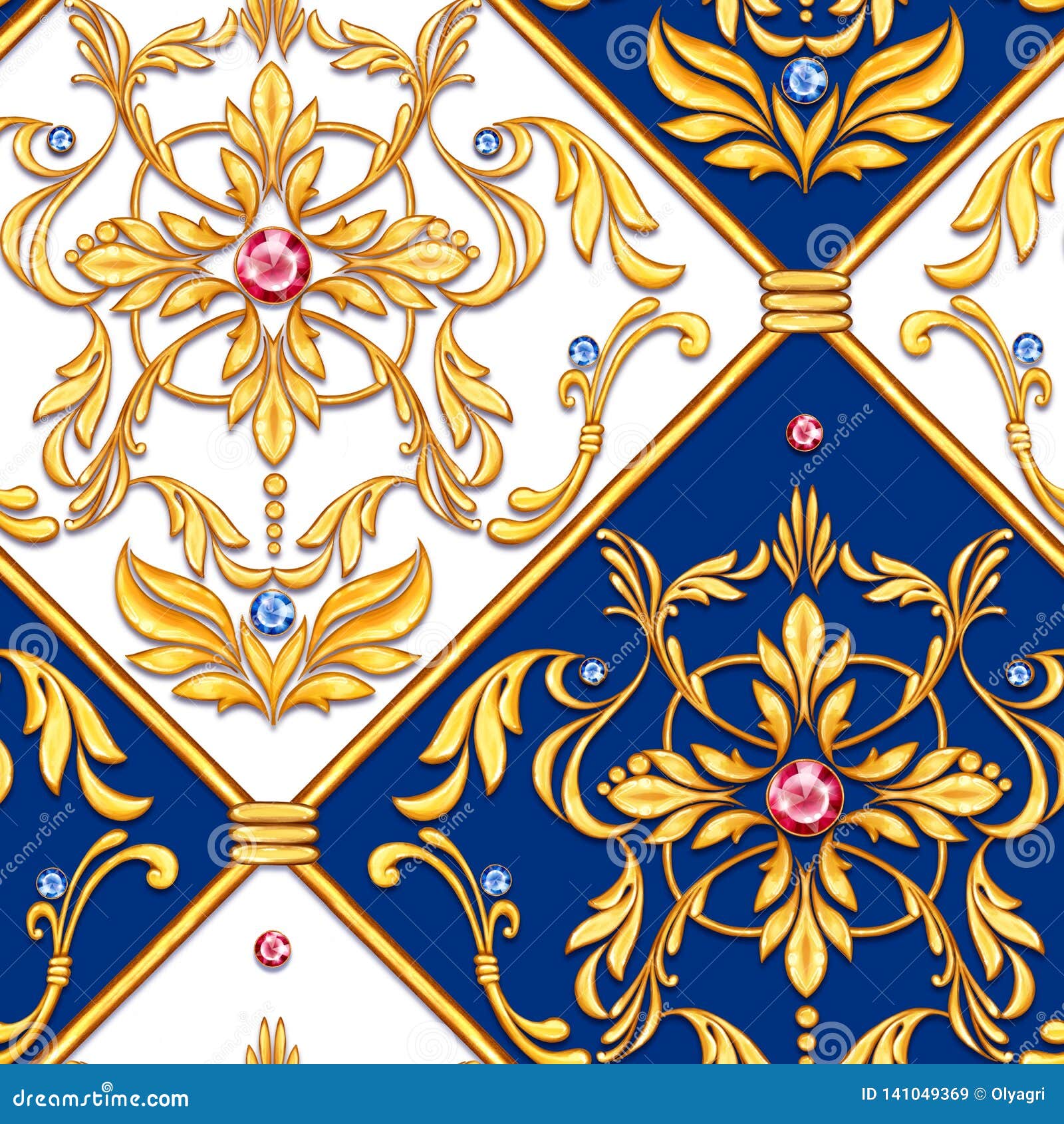Seamless Baroque Pattern 32 Stock Illustration - Illustration of blue ...