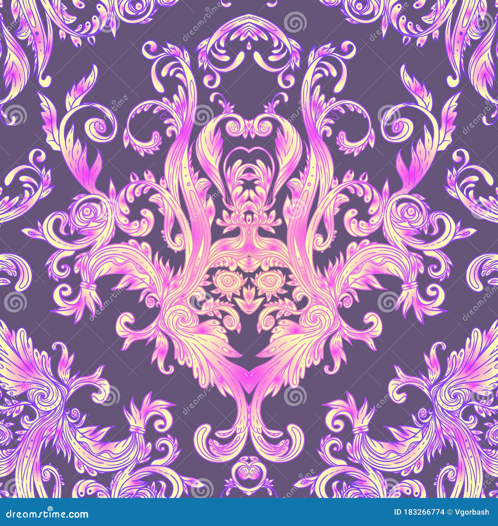 Seamless Baroque Pattern. Seamless Pattern Design in Vintage Style ...