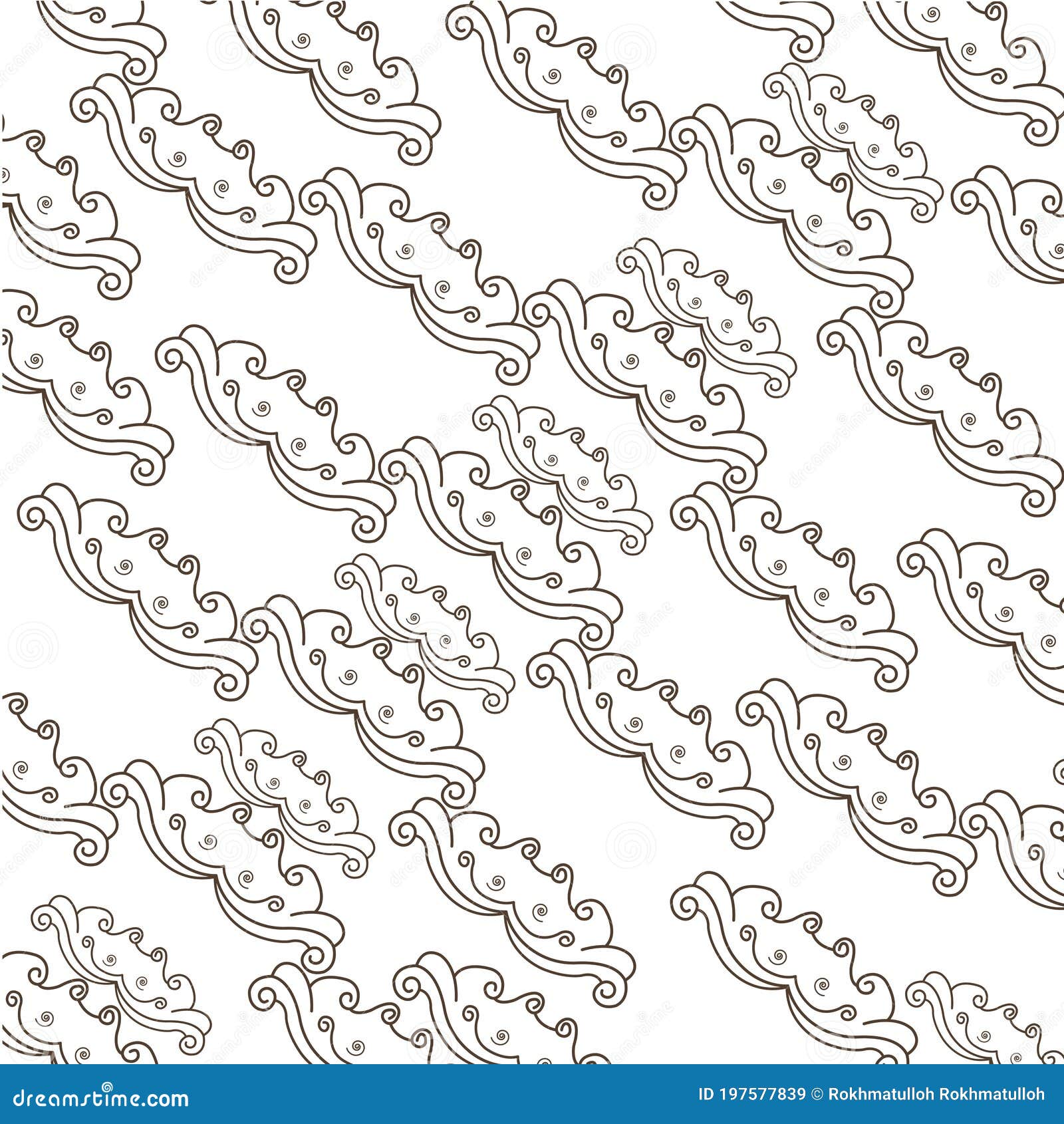 Seamless Batik Cloud Design Vector Lines Stock Vector - Illustration of ...