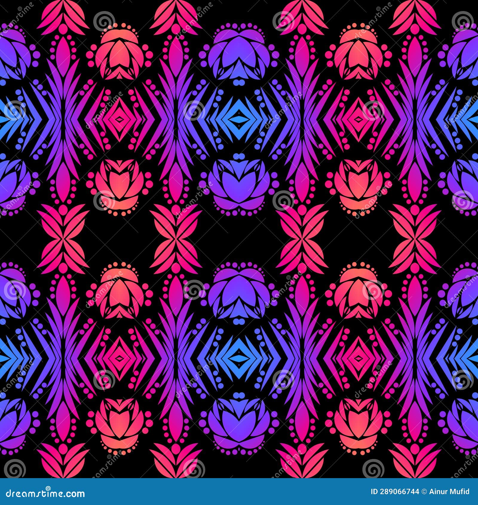 Seamless Batik Ethnic Dayak Borneo Pattern with Colourful Gradient ...