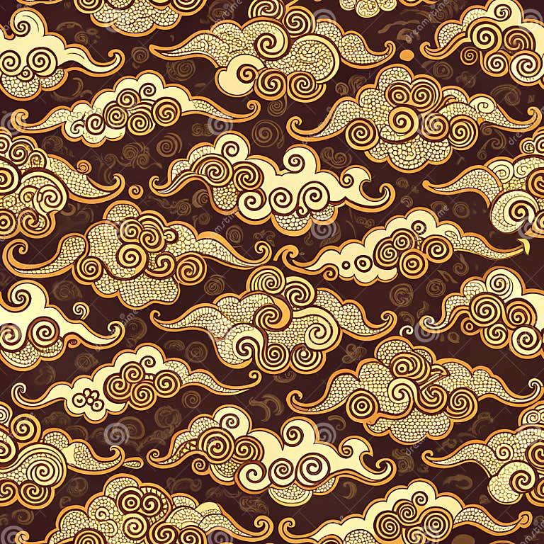Seamless Batik Patterns of Cloud, Elevating Fabric and Print Creations. AI Image Generated ...