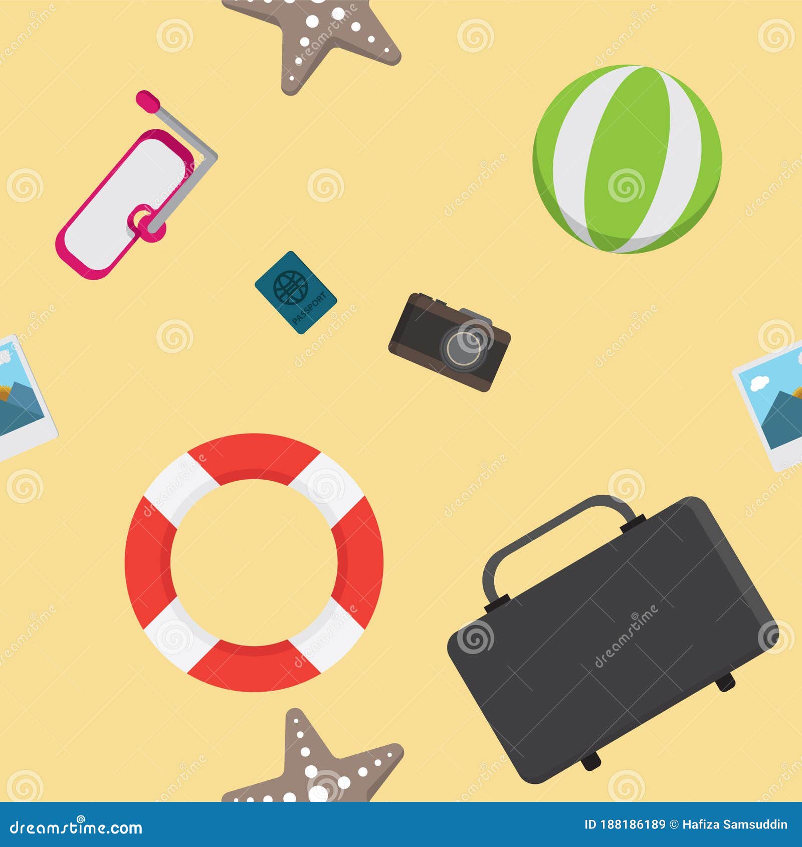 Seamless Beach Pattern Background. Vector Illustration Decorative ...