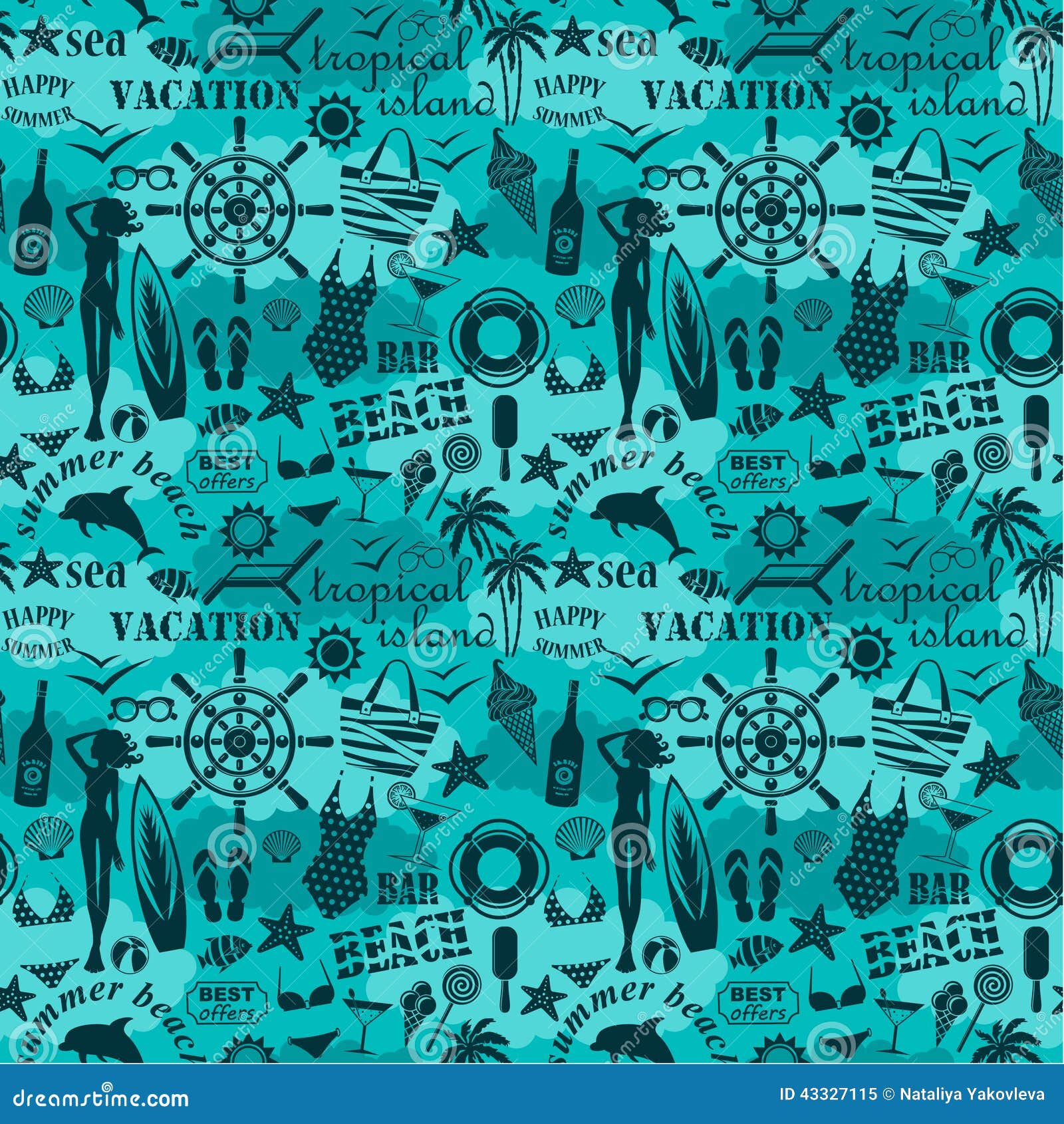 Seamless beach pattern. stock vector. Illustration of sand - 43327115