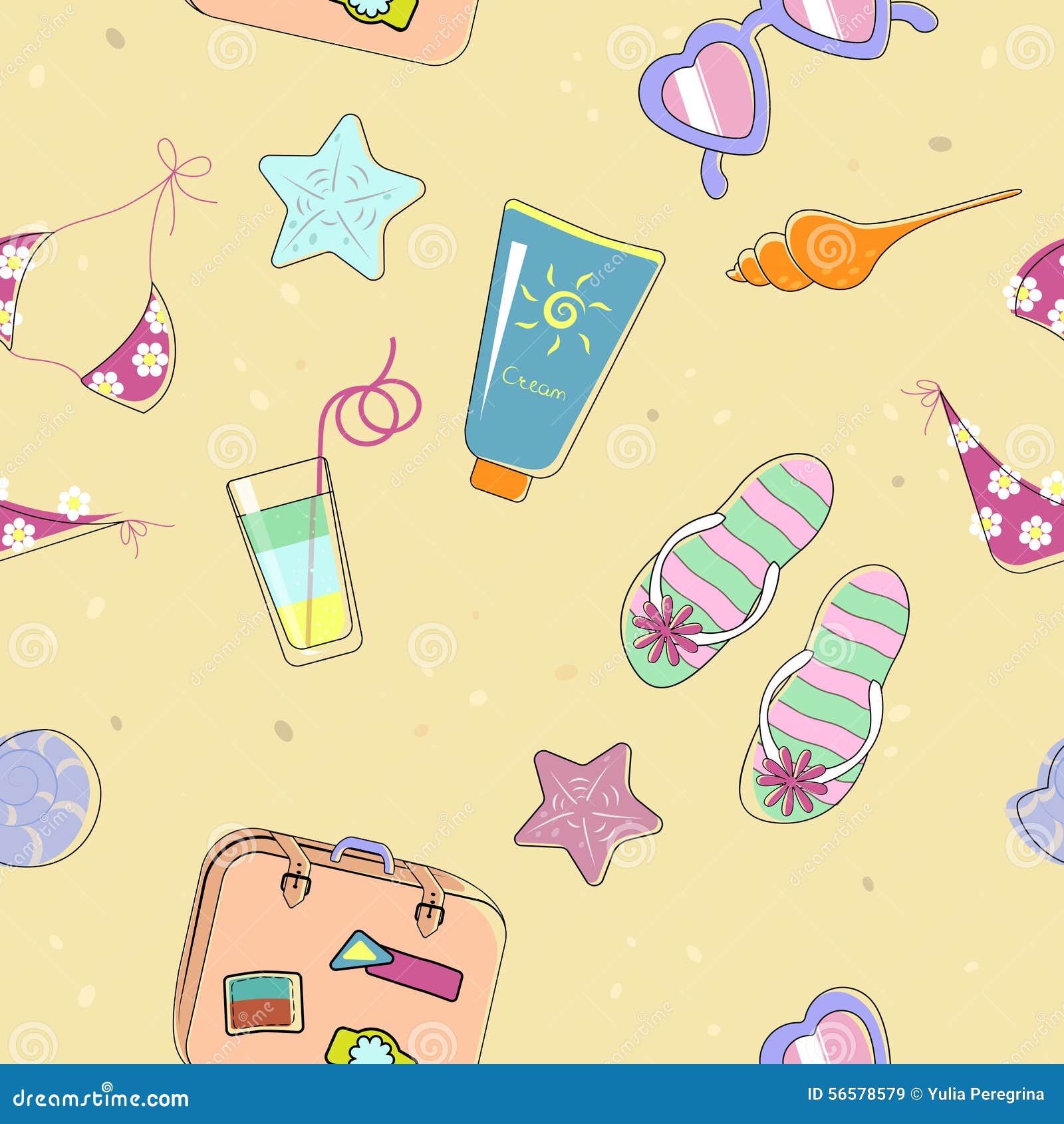 Seamless Beach Pattern for Summer Stock Vector - Illustration of beach ...