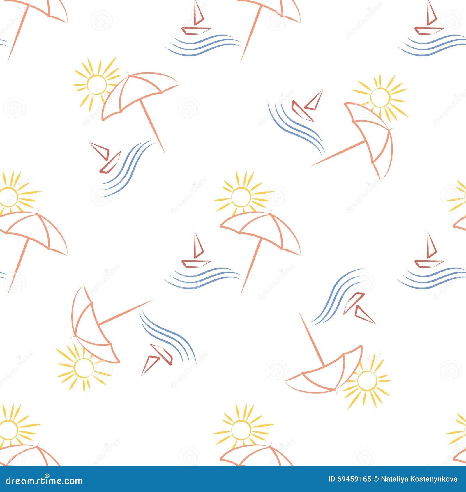 Seamless with Beach Umbrella Stock Vector - Illustration of beach ...