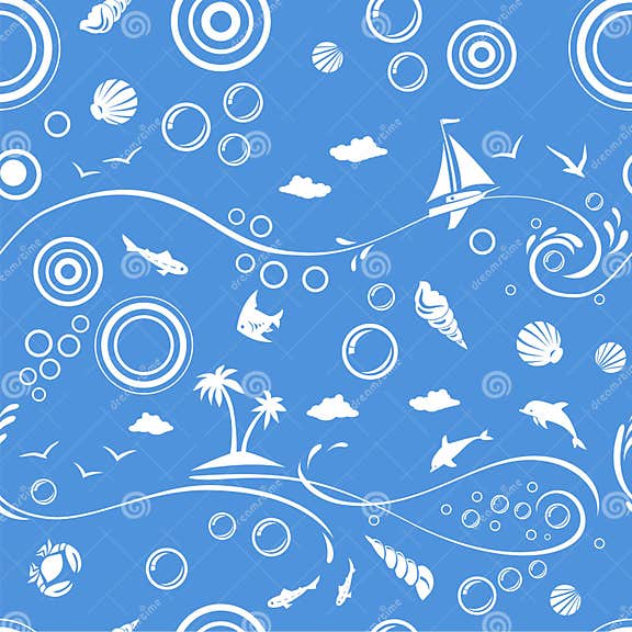 Seamless Beach Vector Pattern Stock Vector - Illustration of bubbles ...