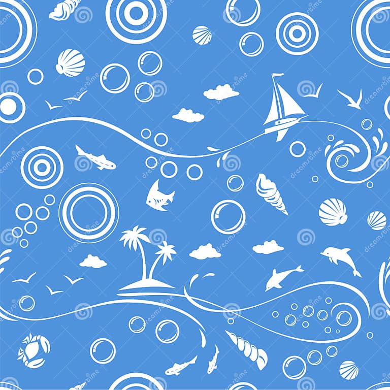 Seamless Beach Vector Pattern Stock Vector - Illustration of bubbles, summer: 14243341