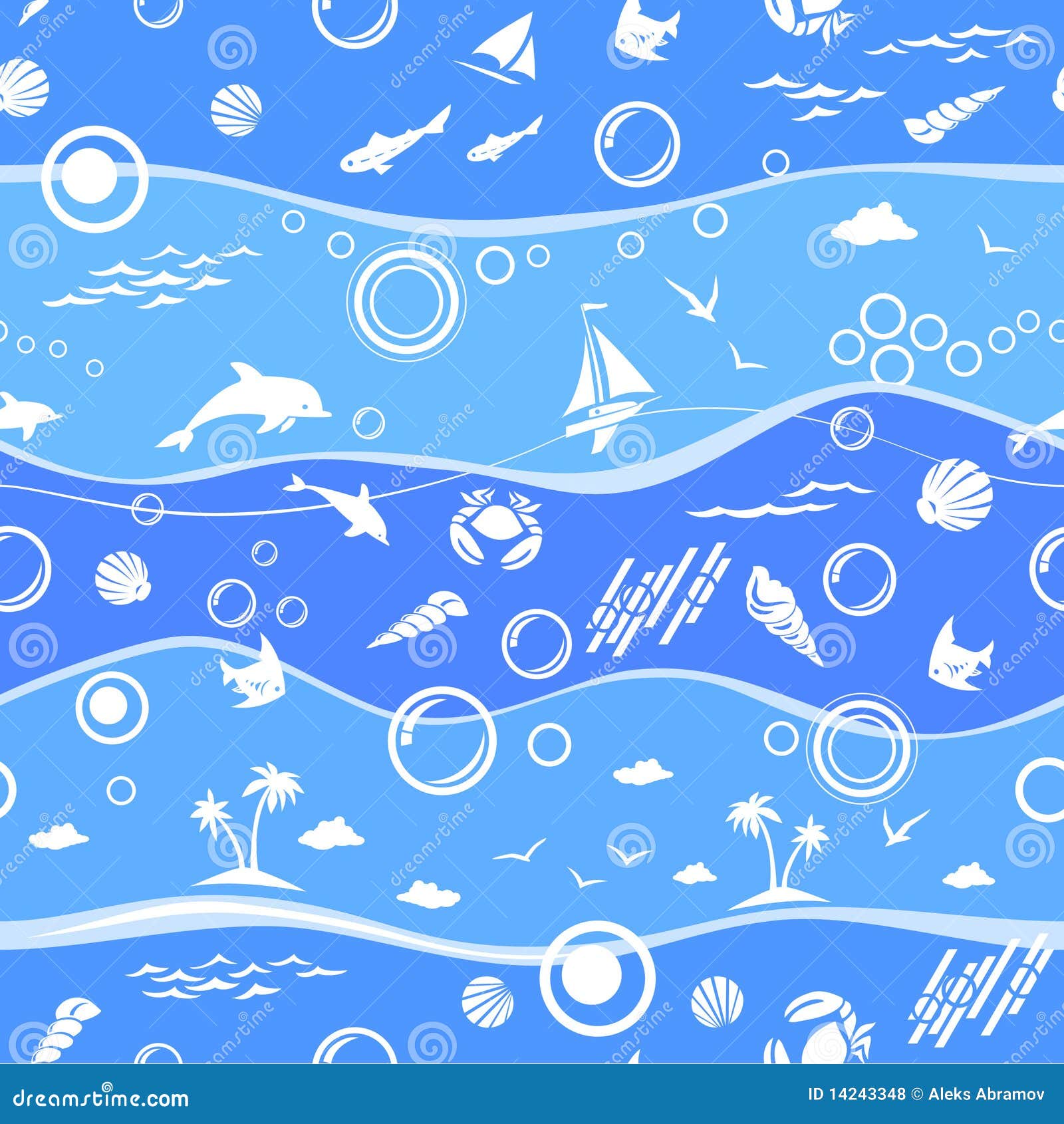 Seamless Beach Vector Pattern Stock Vector - Illustration of seashell ...