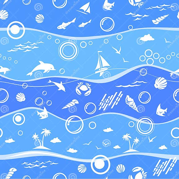 Seamless Beach Vector Pattern Stock Vector - Illustration of seashell ...