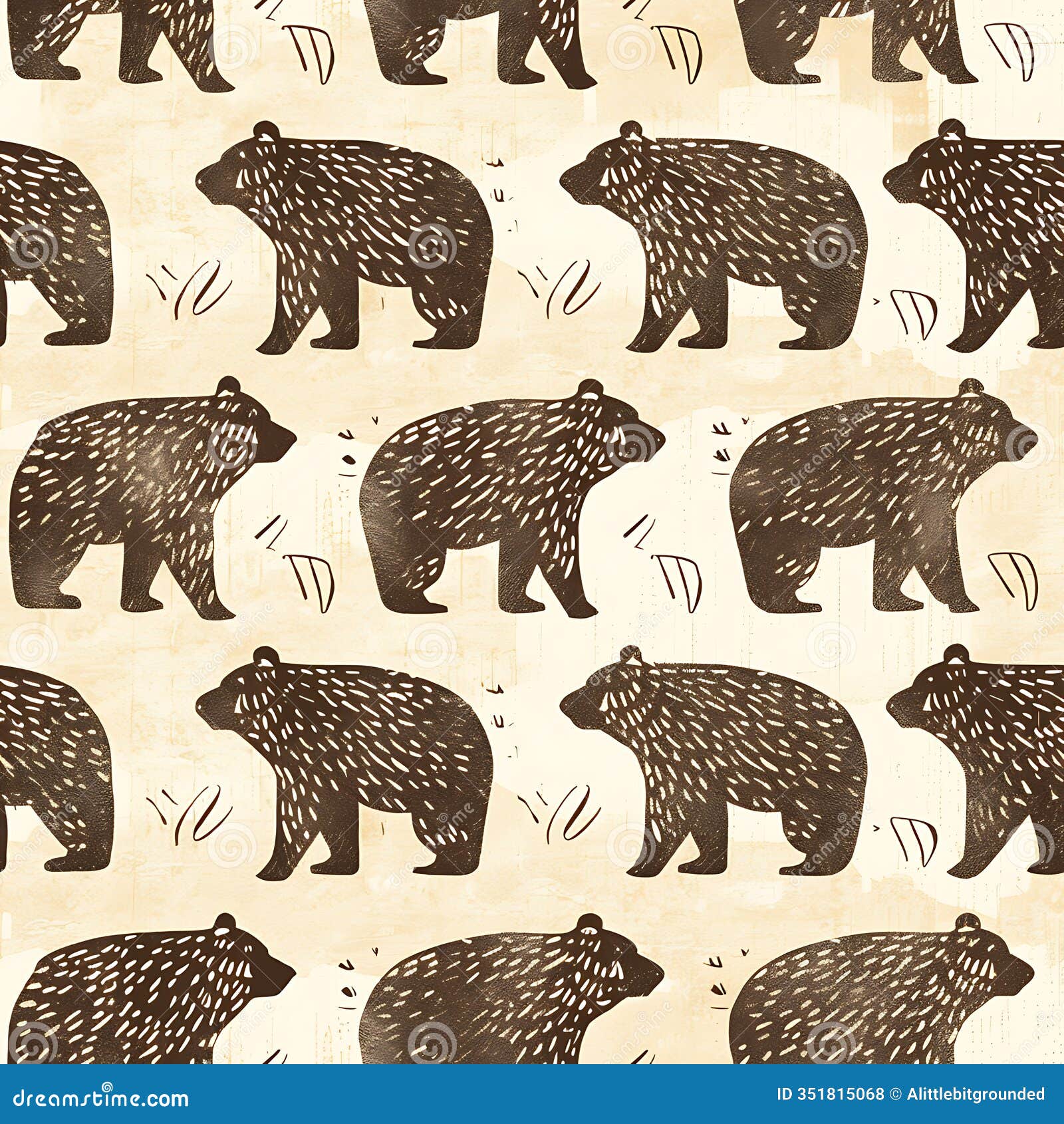 Seamless Bear Pattern with Rustic Details Stock Illustration ...
