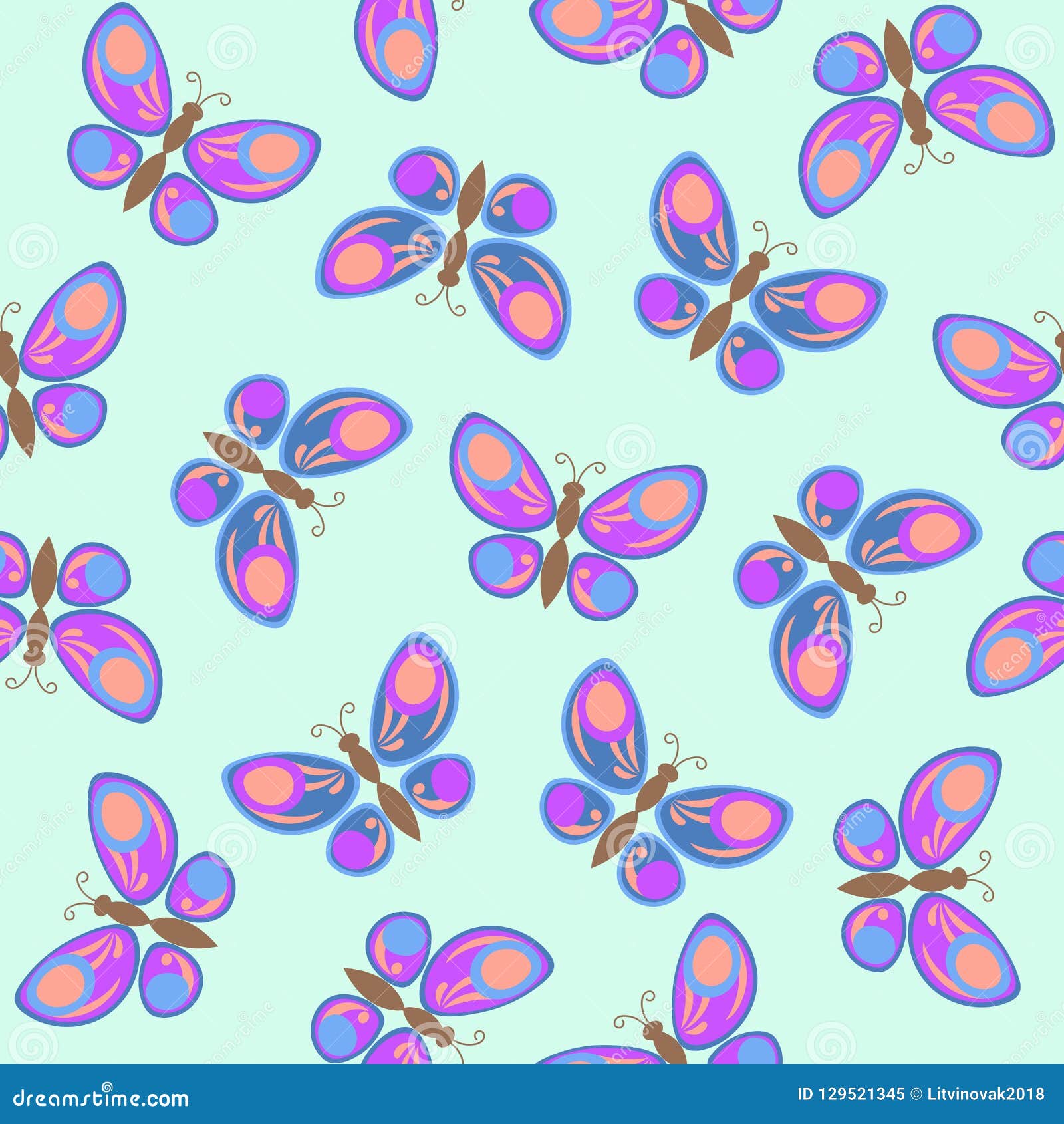 Seamless Beautiful Butterflies Pattern. Vector Illustration Stock ...