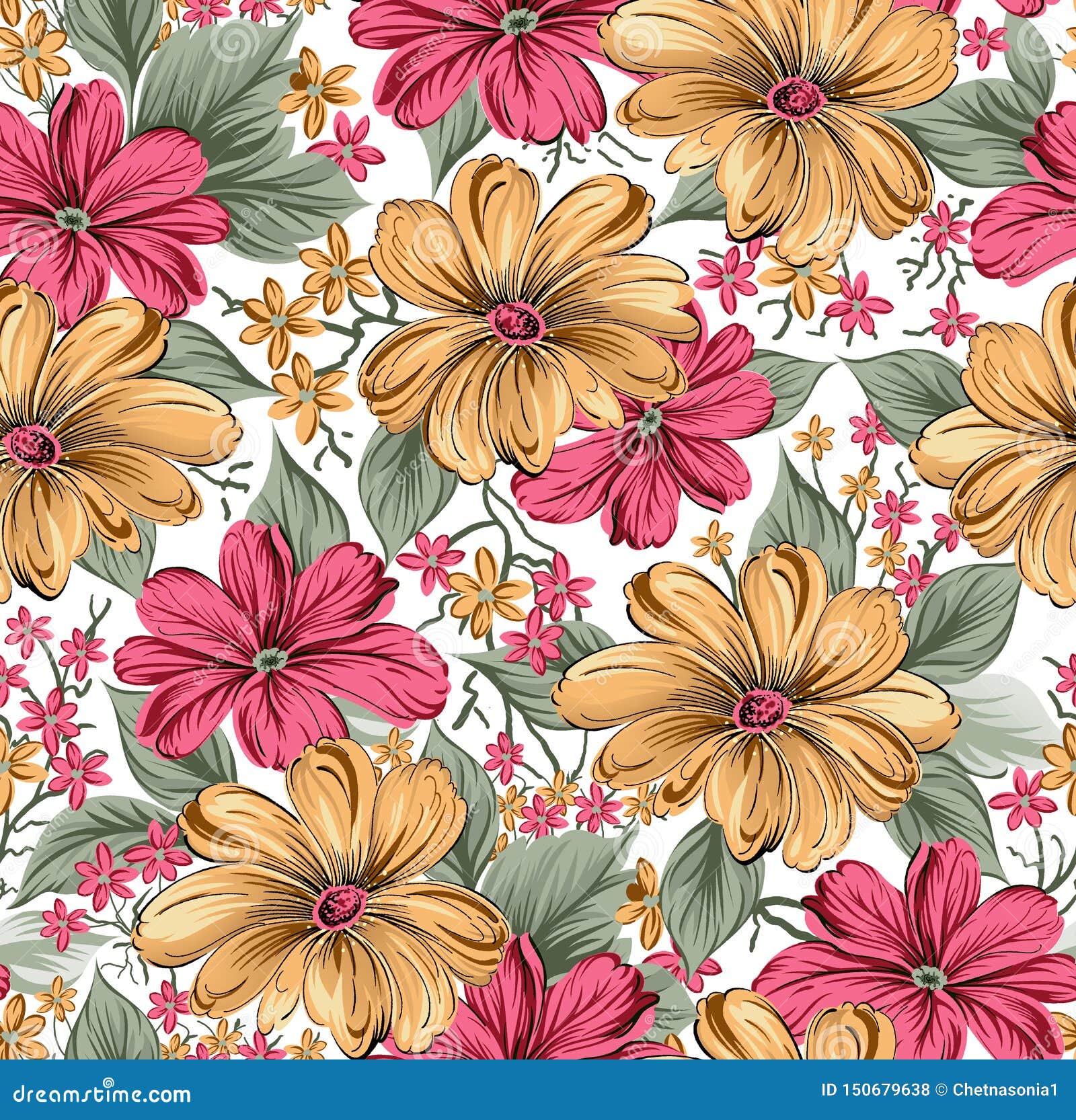 Seamless Beautiful Flower Pattern Design Stock Illustration ...