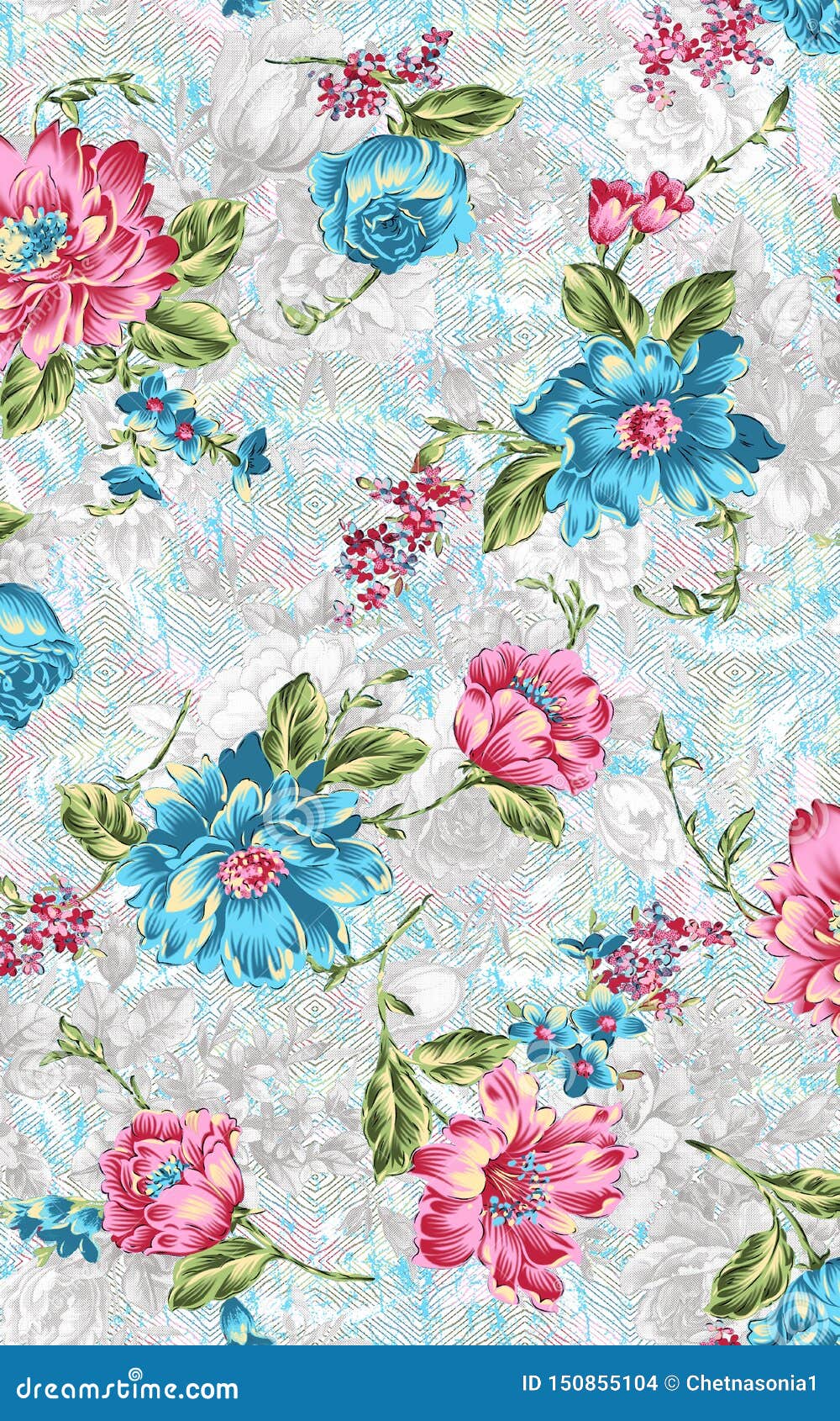 Seamless Beautiful Flower Pattern Design Stock Illustration ...