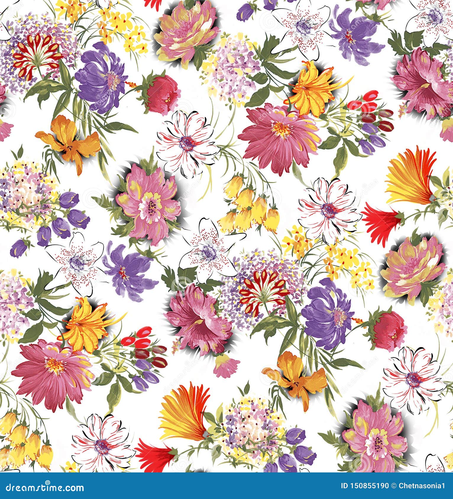 Seamless Beautiful Flower Pattern Design Stock Illustration ...