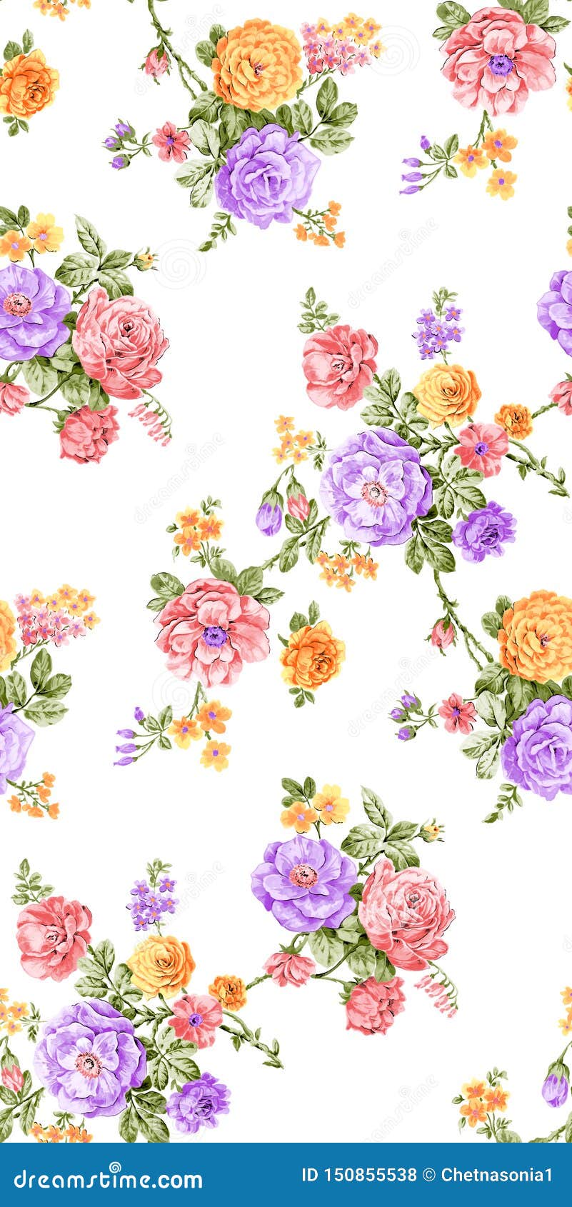 Seamless Beautiful Flower Pattern Design Stock Illustration ...