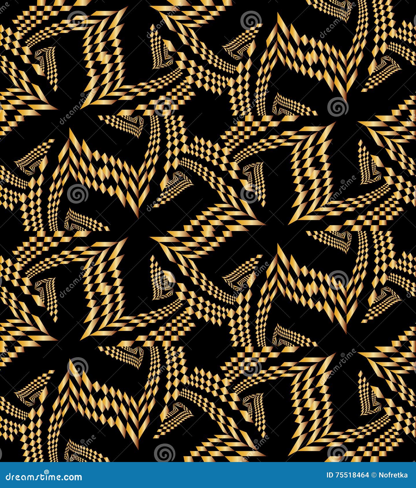 Seamless Beautiful Golden Polygonal Pattern on Black. Geometric ...