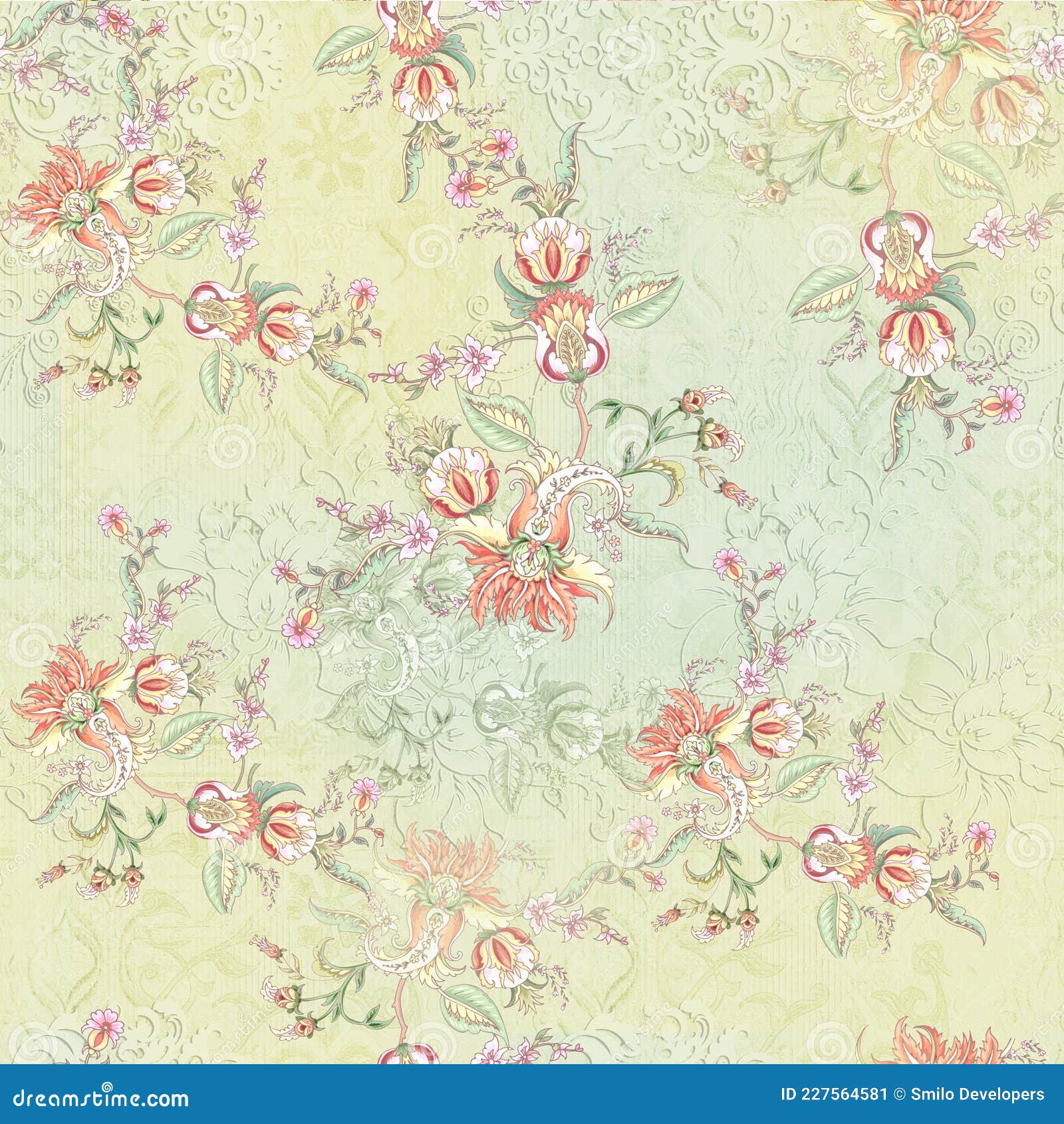 Seamless Beautiful Vintage Floral Pattern With Abstract Digital Floral