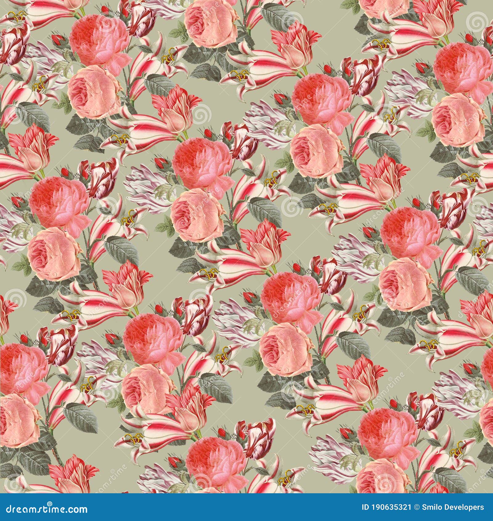 Seamless Beautiful Vintage Floral Pattern With Abstract Digital Floral