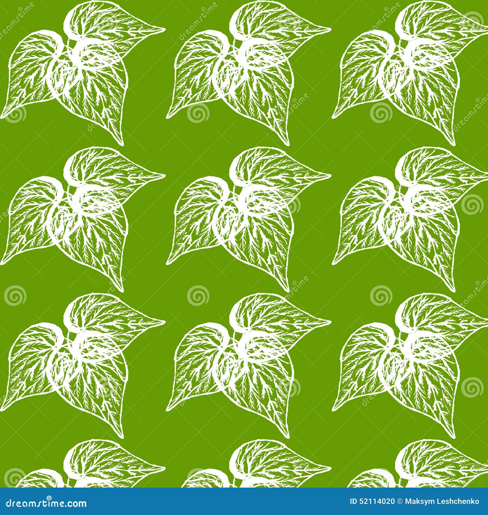 Seamless Beauty Floral Patterns on Green Background Stock Illustration ...
