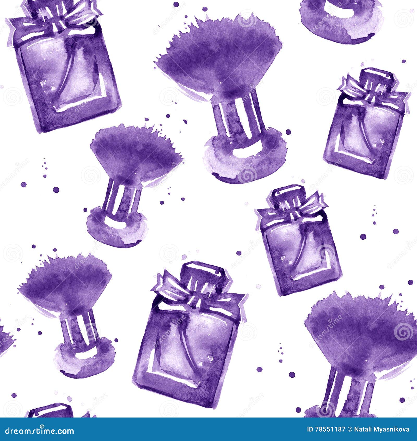 Seamless Beauty Pattern with Make Up, Perfumeand Splash. Stock ...