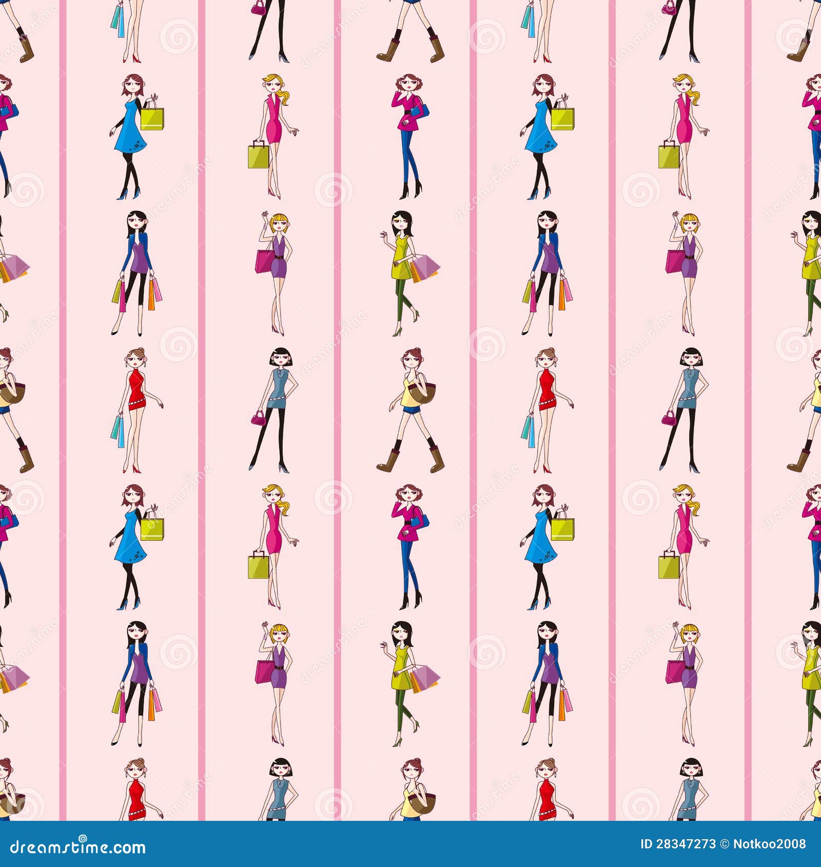 Seamless Beauty Woman Pattern Stock Vector - Illustration of female ...