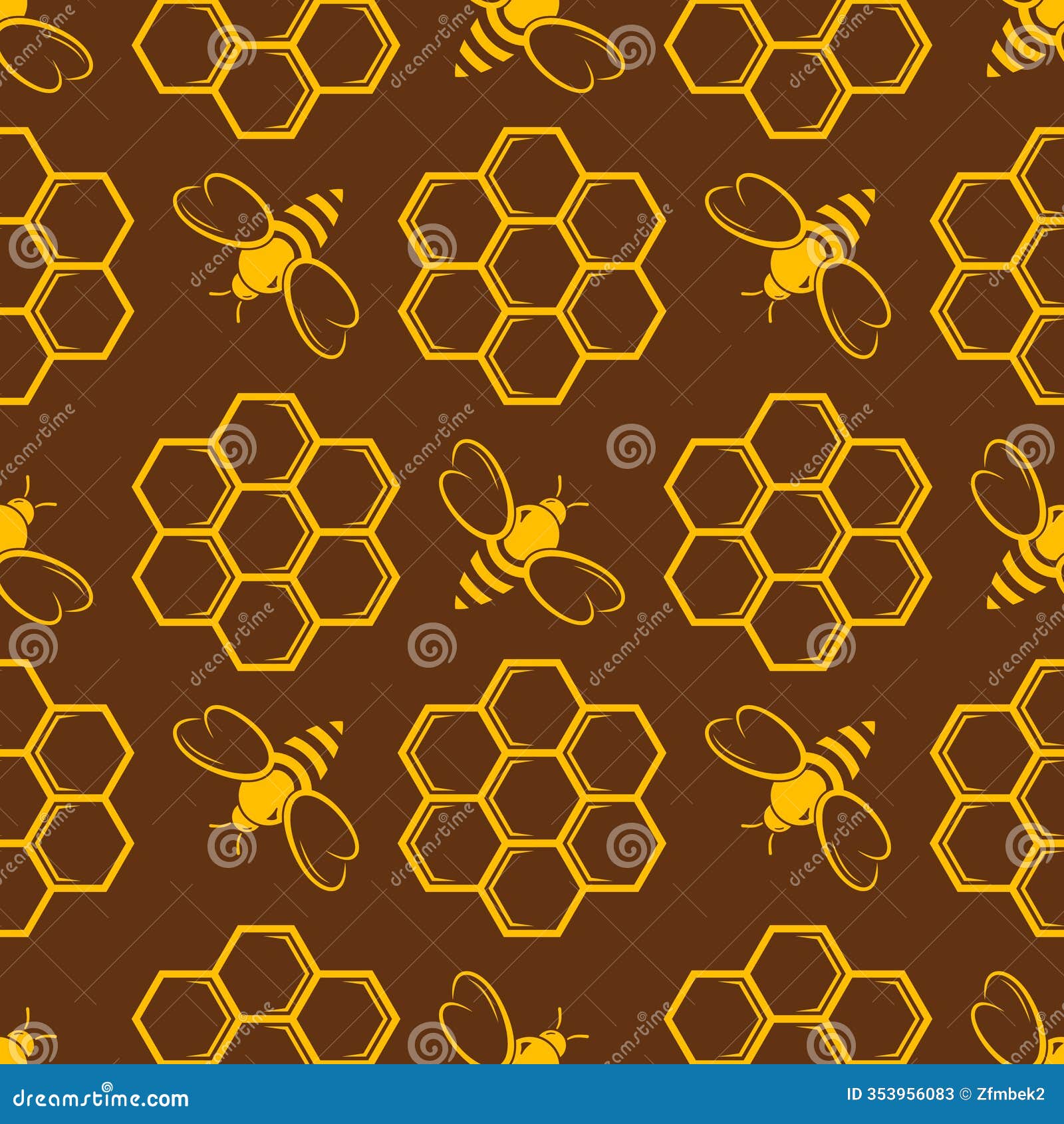 Seamless Bee and Honeycomb Pattern Stock Vector - Illustration of ...