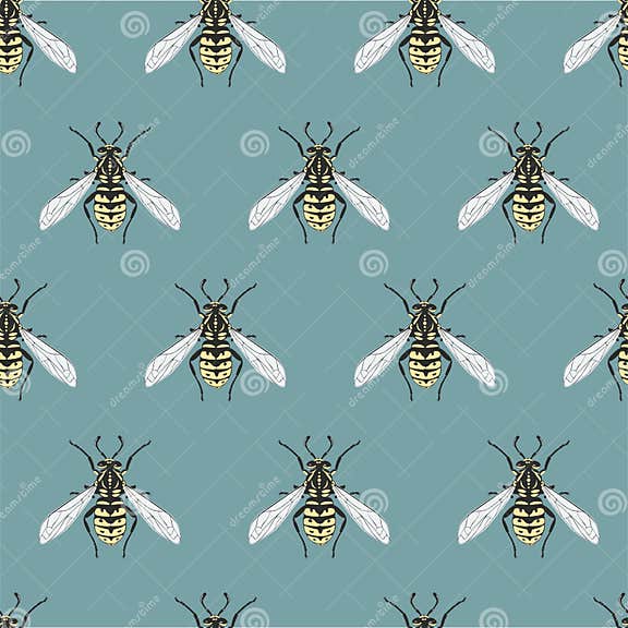 Seamless Bee Pattern. Flat Vector Illustration with Insects Stock ...