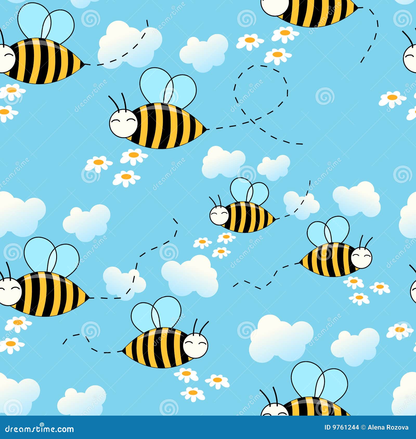 Seamless Bees Background Stock Images - Image: 9761244