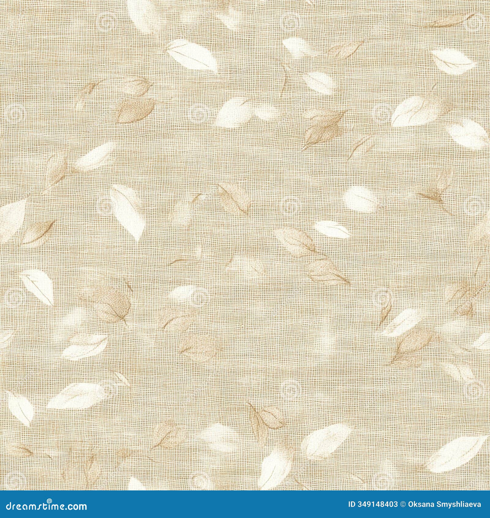 Seamless Beige Fabric Texture with Leaf Pattern Design Stock Image ...