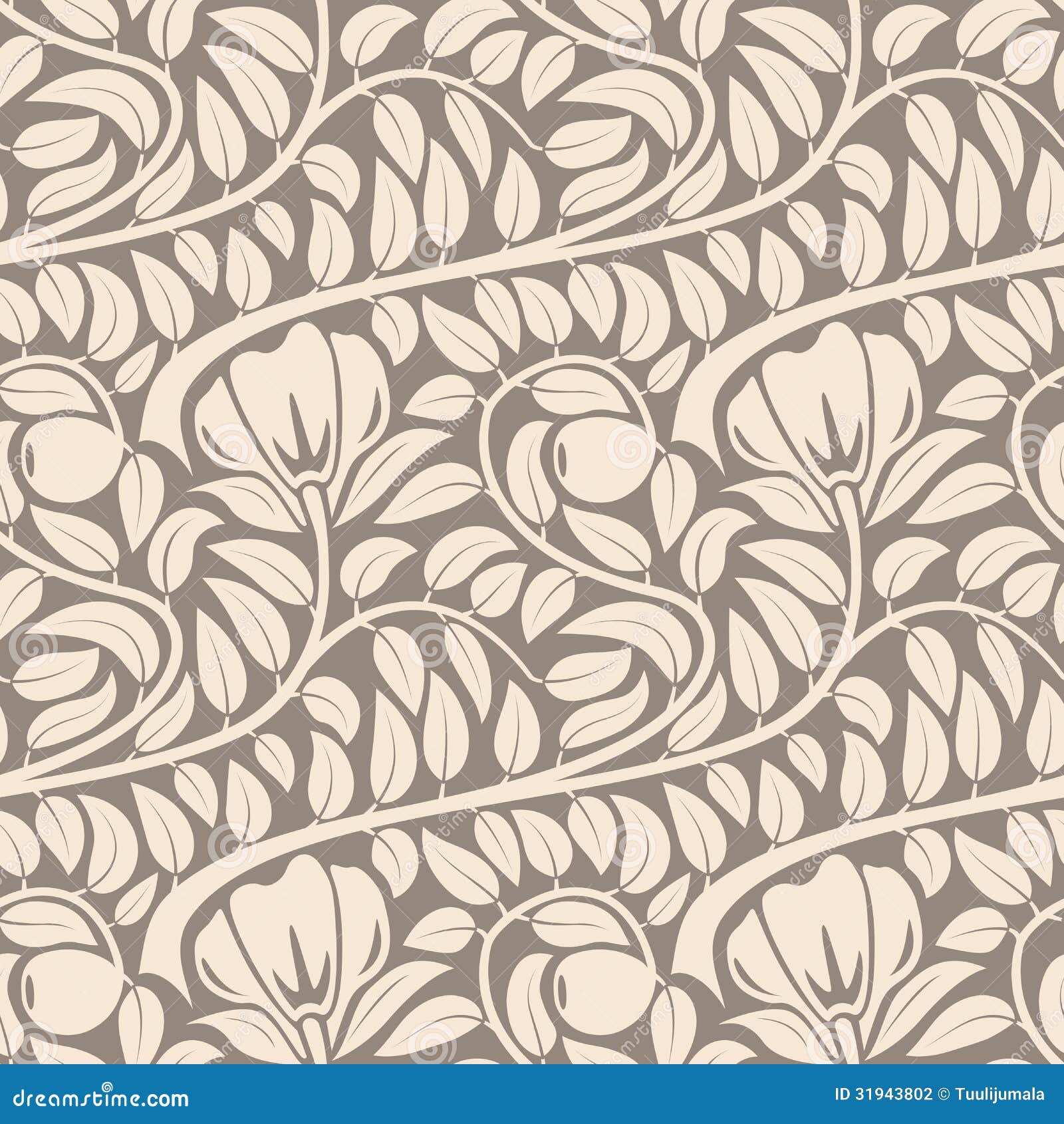 Seamless Beige Floral Pattern. Stock Vector - Illustration of ...