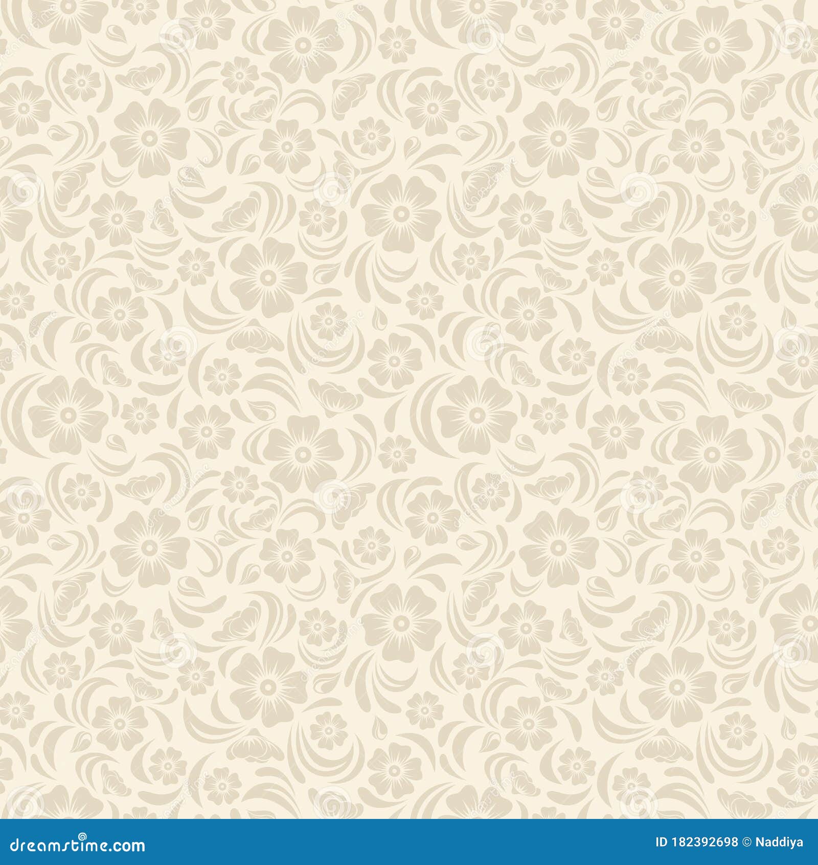 Seamless Beige Floral Pattern. Vector Illustration. Stock Vector ...