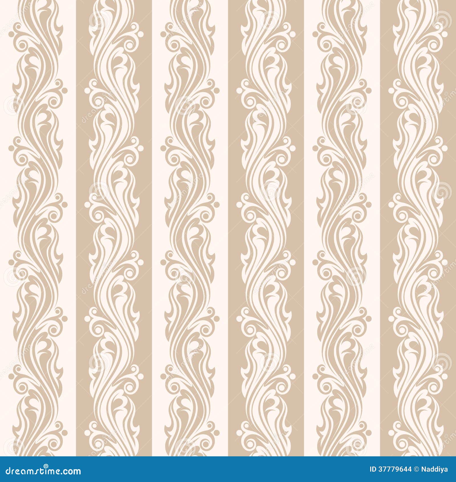 Seamless Beige Floral Pattern. Stock Vector - Illustration of element ...