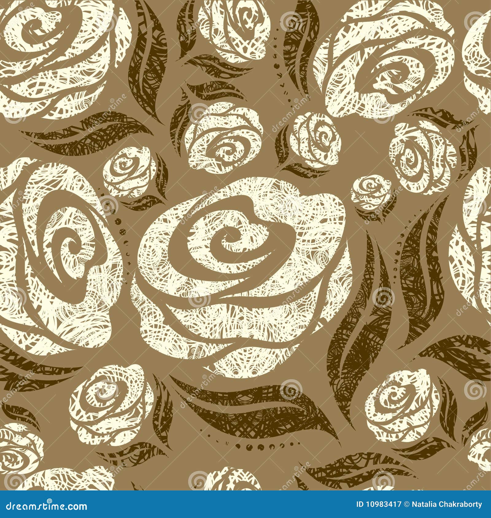 Seamless Beige Floral Pattern. Vector Illustration | CartoonDealer.com ...