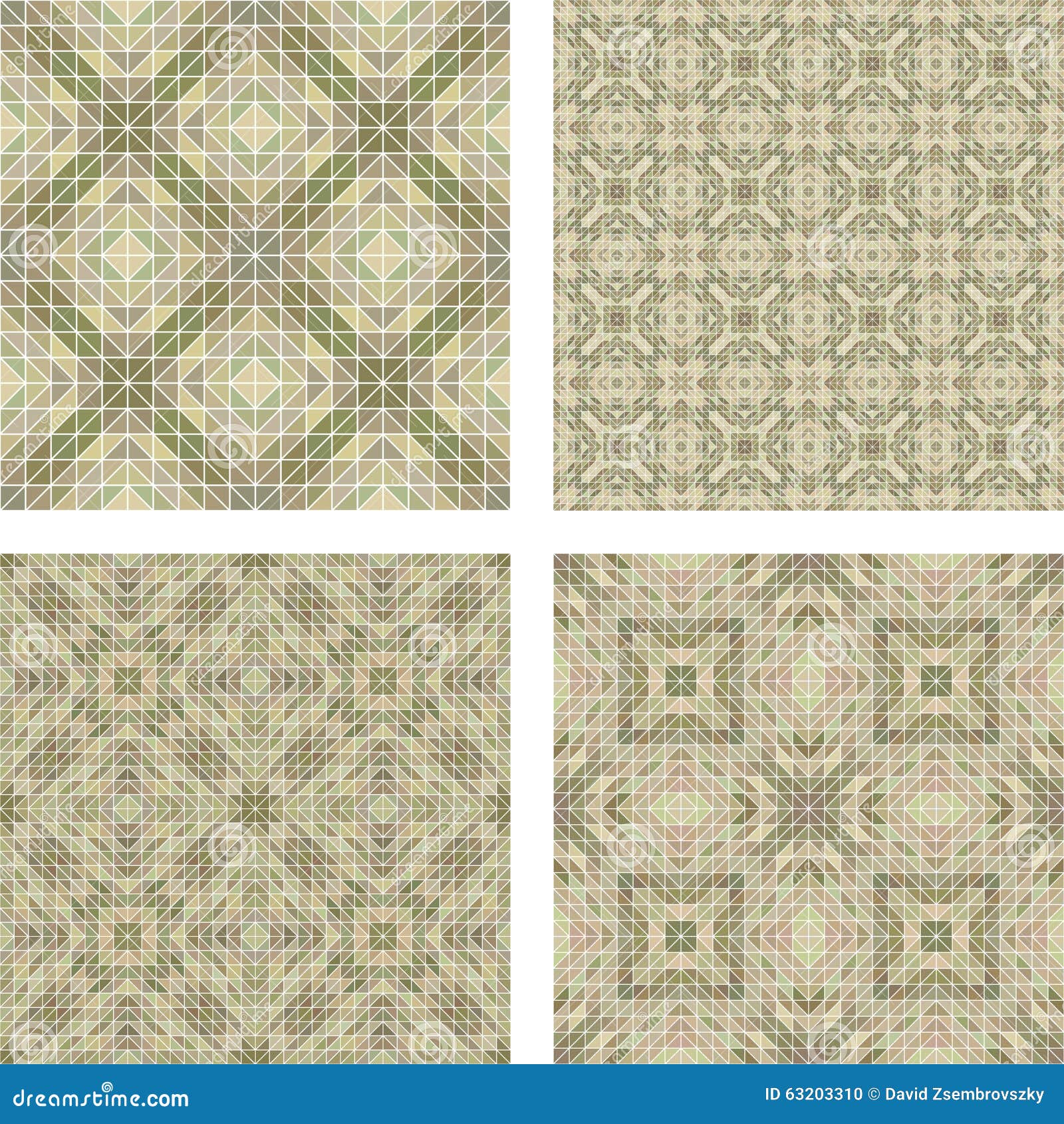 Seamless Beige Mosaic Background Set Stock Vector - Illustration of ...