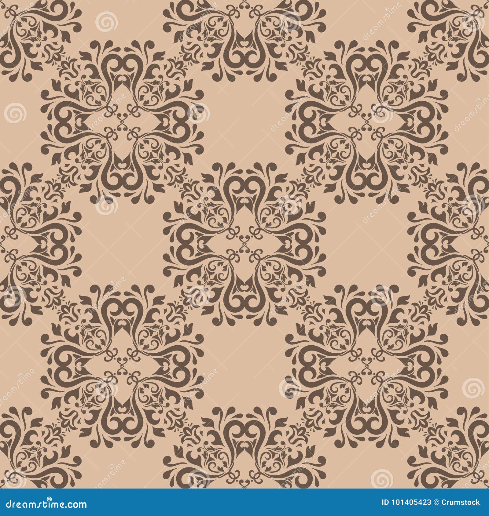 Seamless Beige Pattern with Brown Wallpaper Ornaments Stock Vector ...