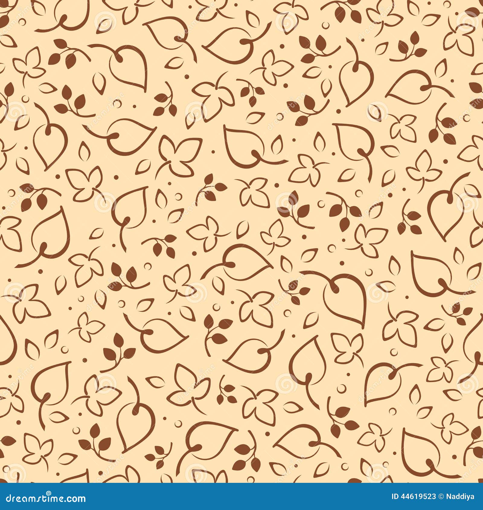 Seamless Beige Pattern with Leaves. Vector Illustr Stock Vector ...