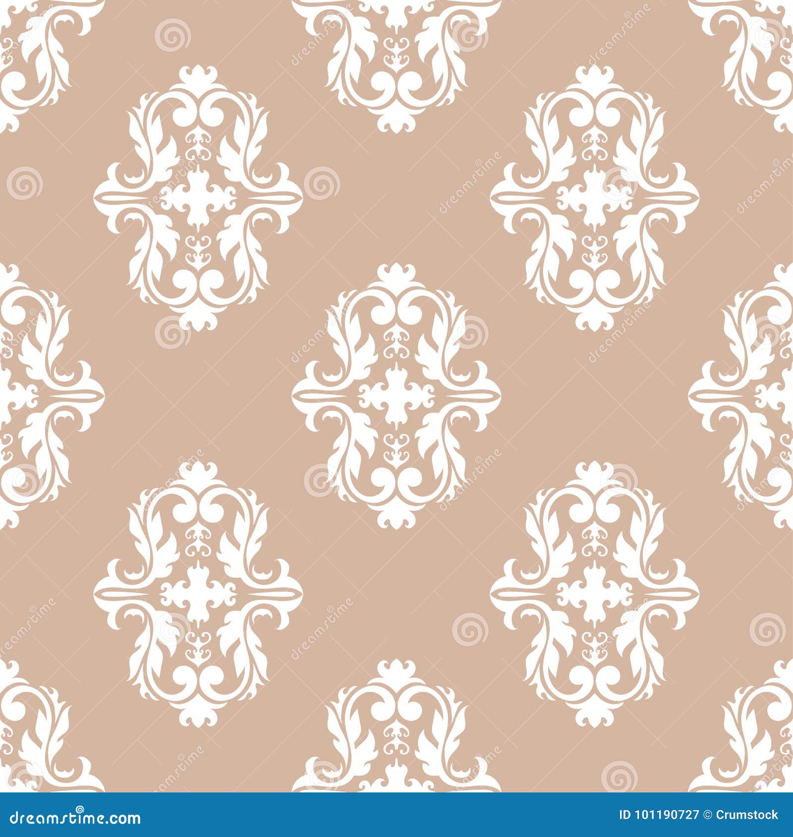 Seamless Beige Pattern with Wallpaper Ornaments Stock Vector ...