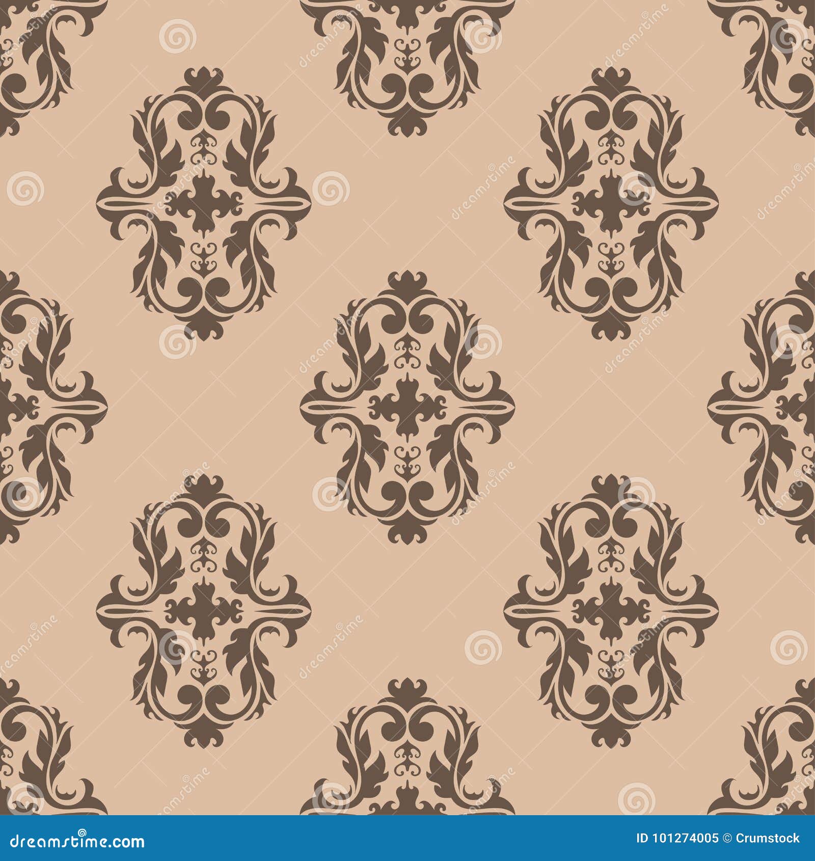 Seamless Beige Pattern with Wallpaper Ornaments Stock Vector ...