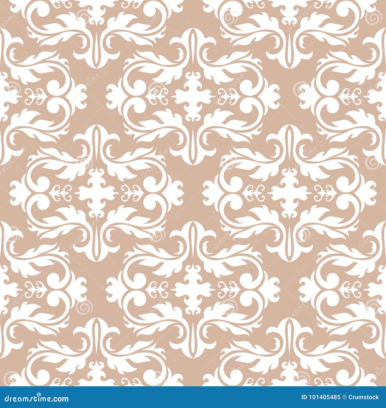Seamless Beige Pattern with Wallpaper Ornaments Stock Vector ...