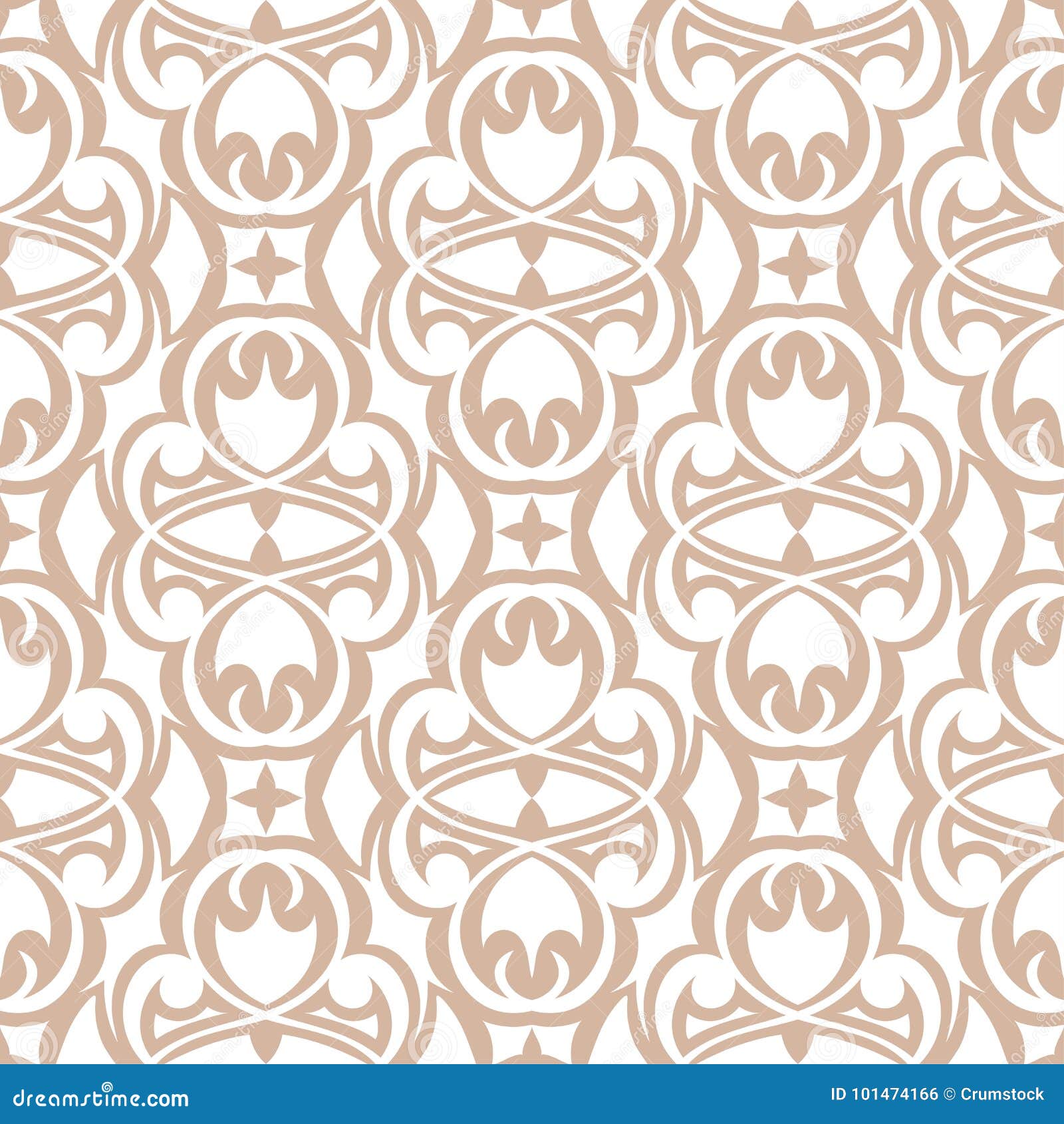 Seamless Beige Pattern with White Wallpaper Ornaments Stock Vector ...