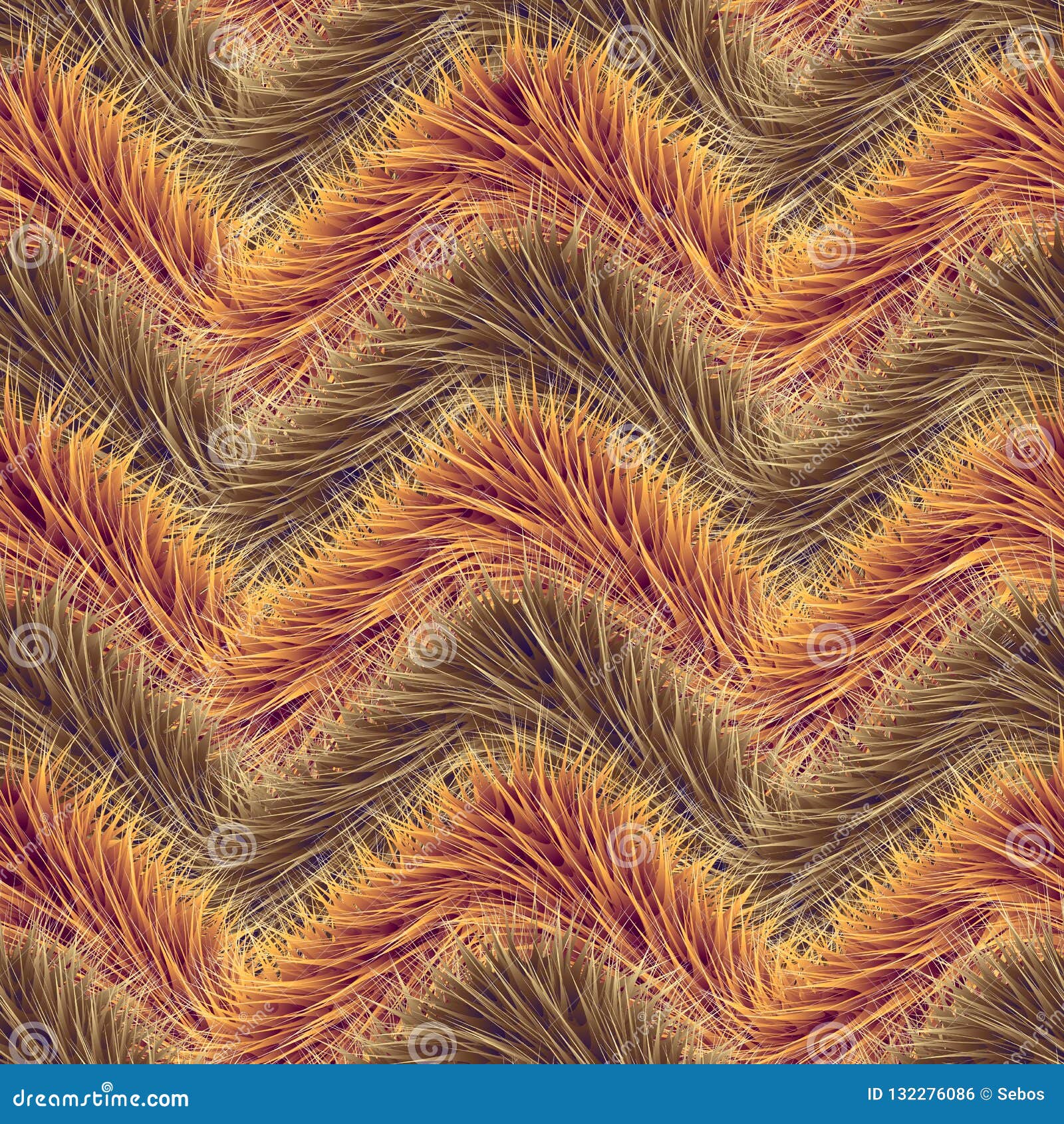 Seamless of Beige Vector Furry Pattern. Fluffy Background. Safari ...