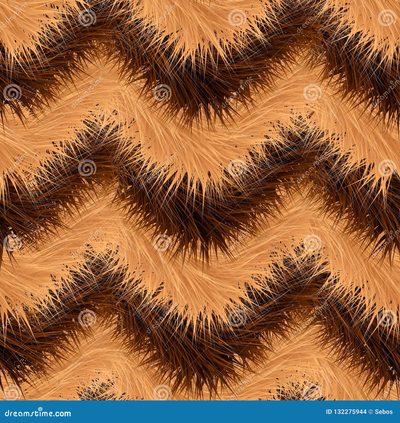 Seamless of Beige Vector Furry Pattern. Fluffy Background. Safari ...
