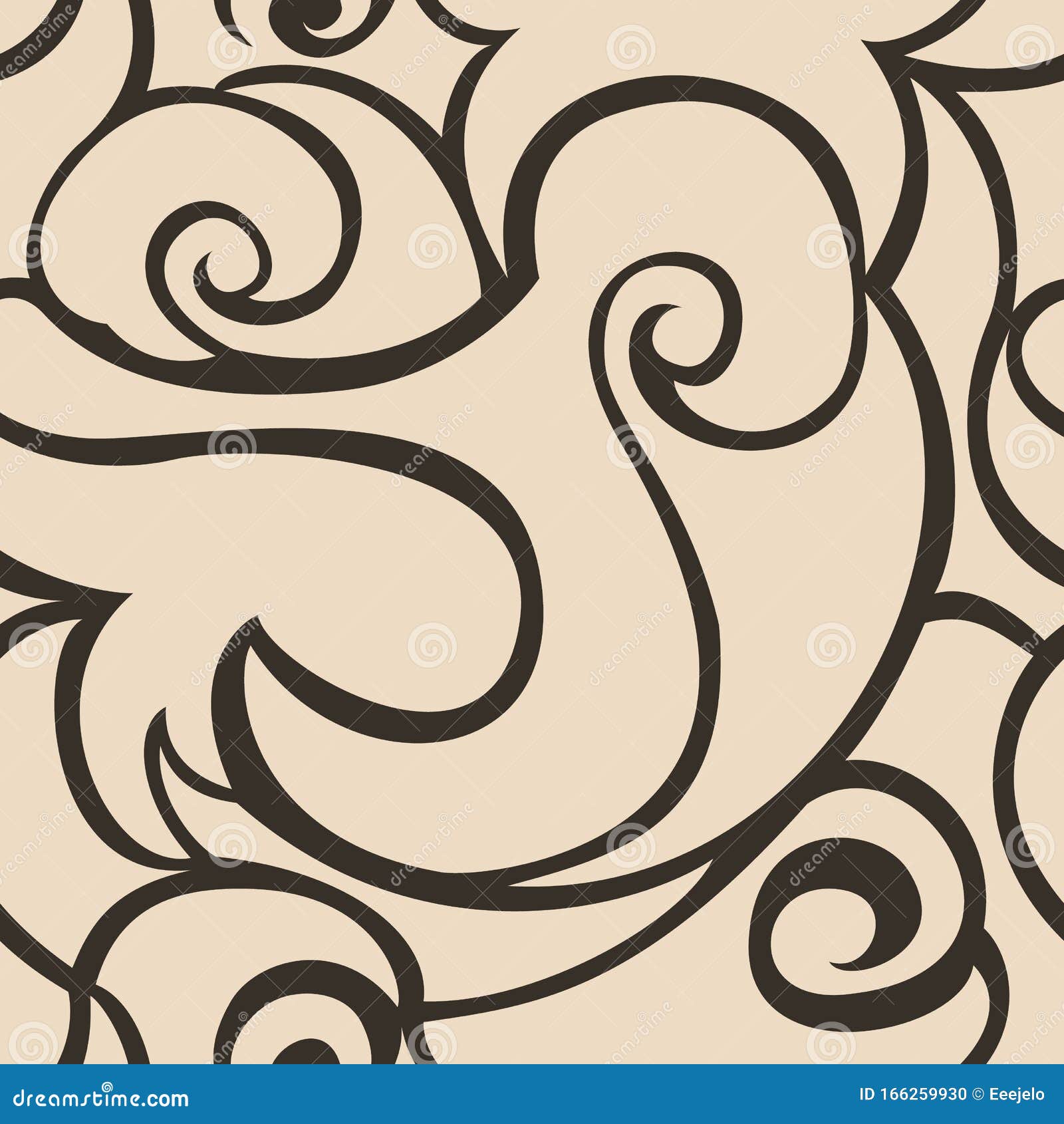 Seamless Beige Vector Pattern of Spirals and Waves.texture for Textile ...