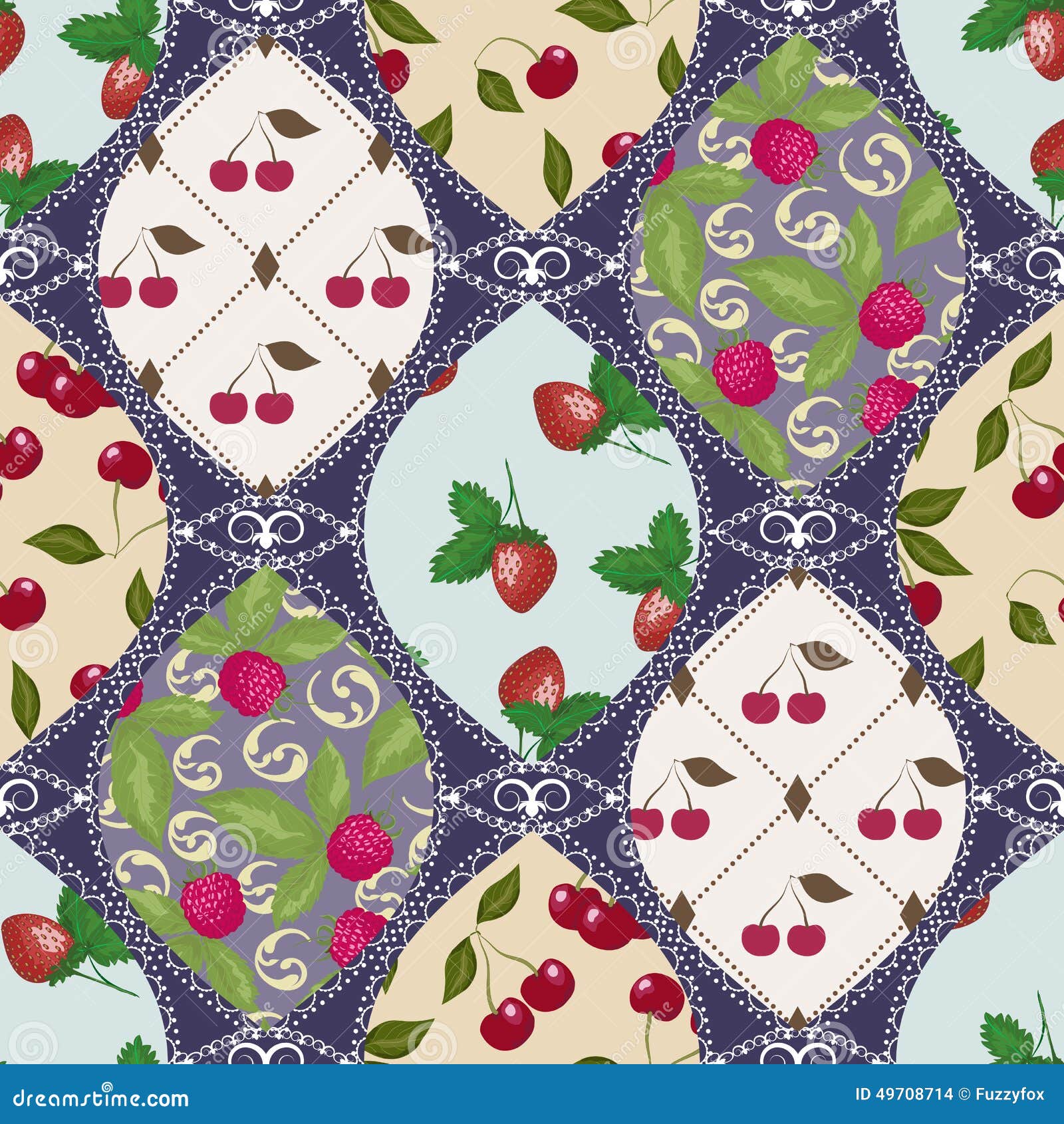 Seamless Berry Pattern Patchwork Design for Fabric Stock Vector ...