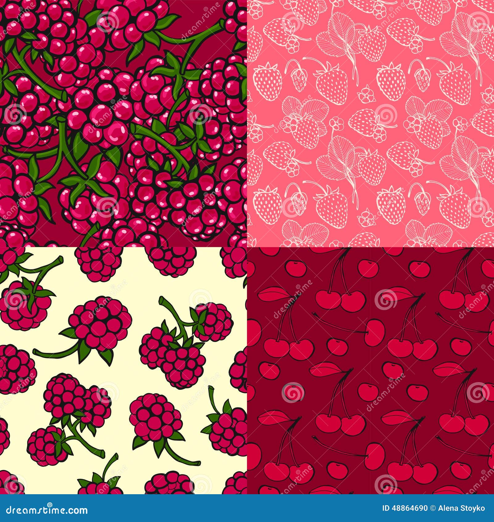 Seamless berry pattern set stock vector. Illustration of design - 48864690