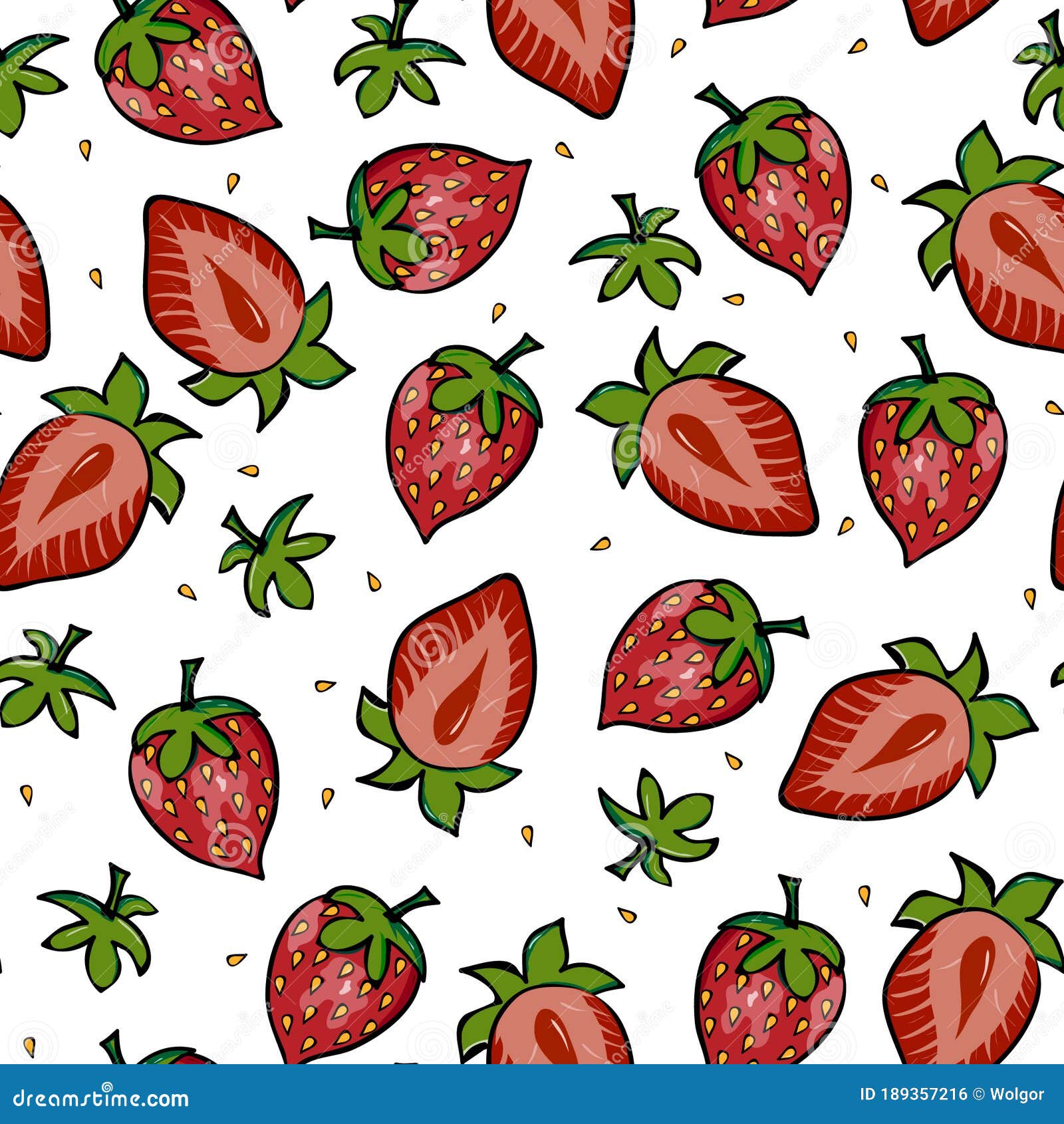 Seamless Berry Pattern with Strawberries Stock Vector - Illustration of ...