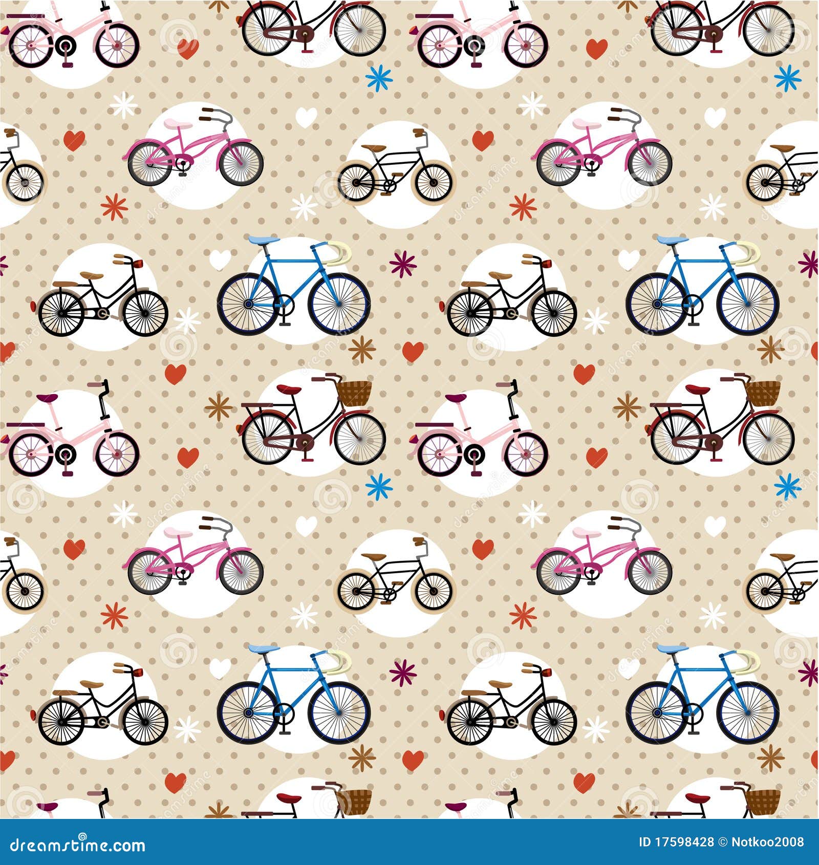Seamless bicycle pattern stock vector. Illustration of eight - 17598428
